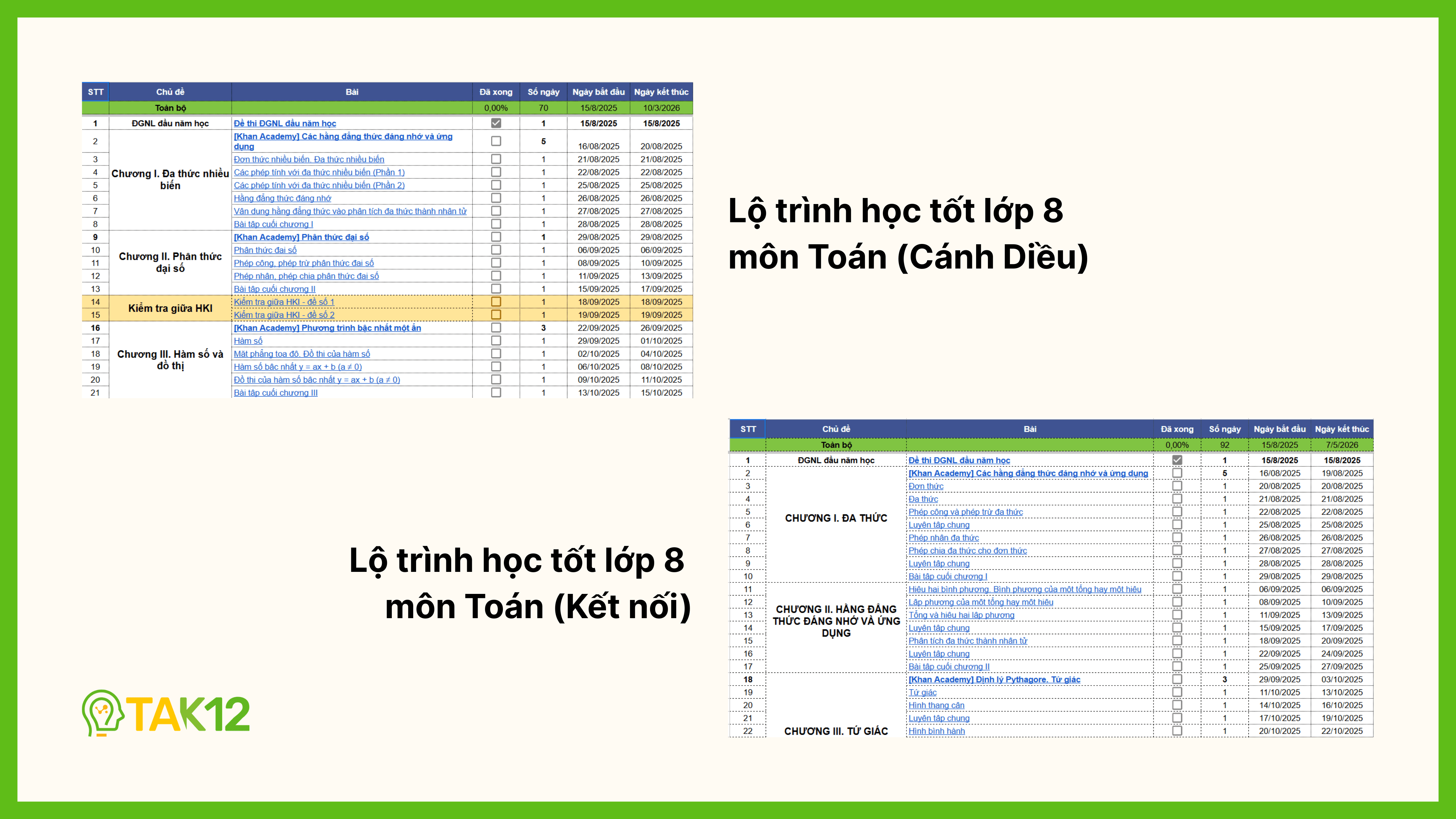 20+ đề thi Toán lớp 8 học kì 1 miễn phí - Có đáp án - TAK12 - Tự Học thêm & Ôn thi theo cách tối ưu